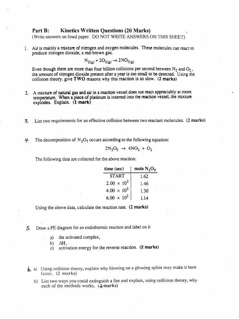 Practice Test On Reaction Rates | PDF