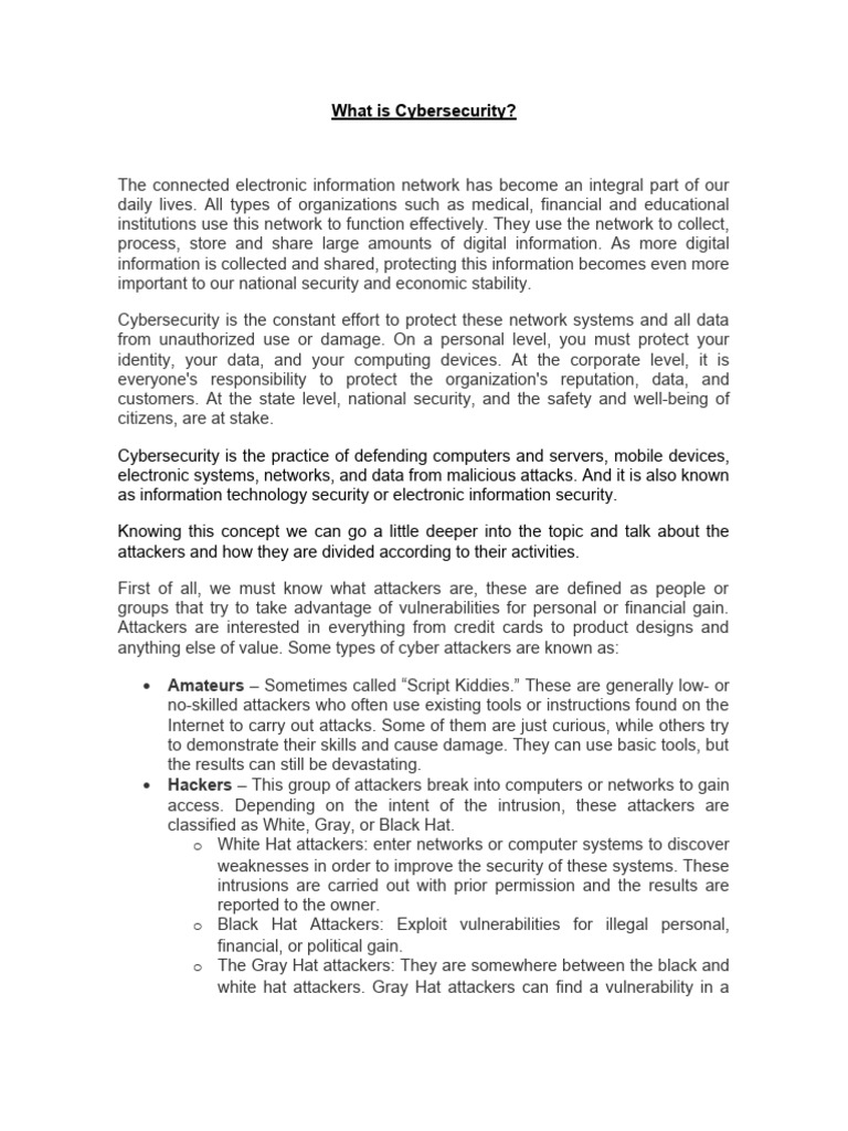 Cybersecurity Essay | PDF | Computer Security | Security