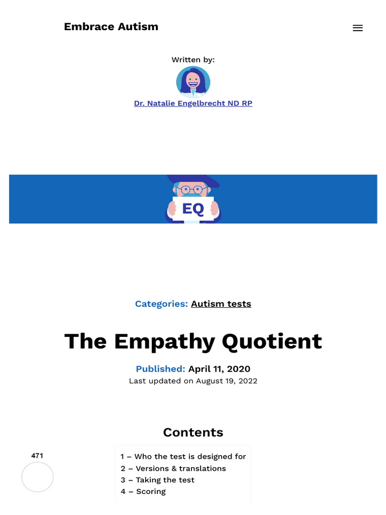 The Empathy Quotient - Embrace Autism | PDF | Empathy | Psychological Concepts