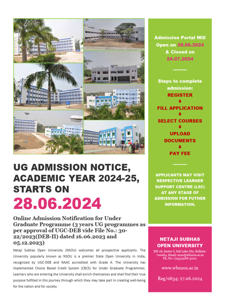 UG Admission Notification 2024 ENGLISH Version | PDF | Fee | Credit Card