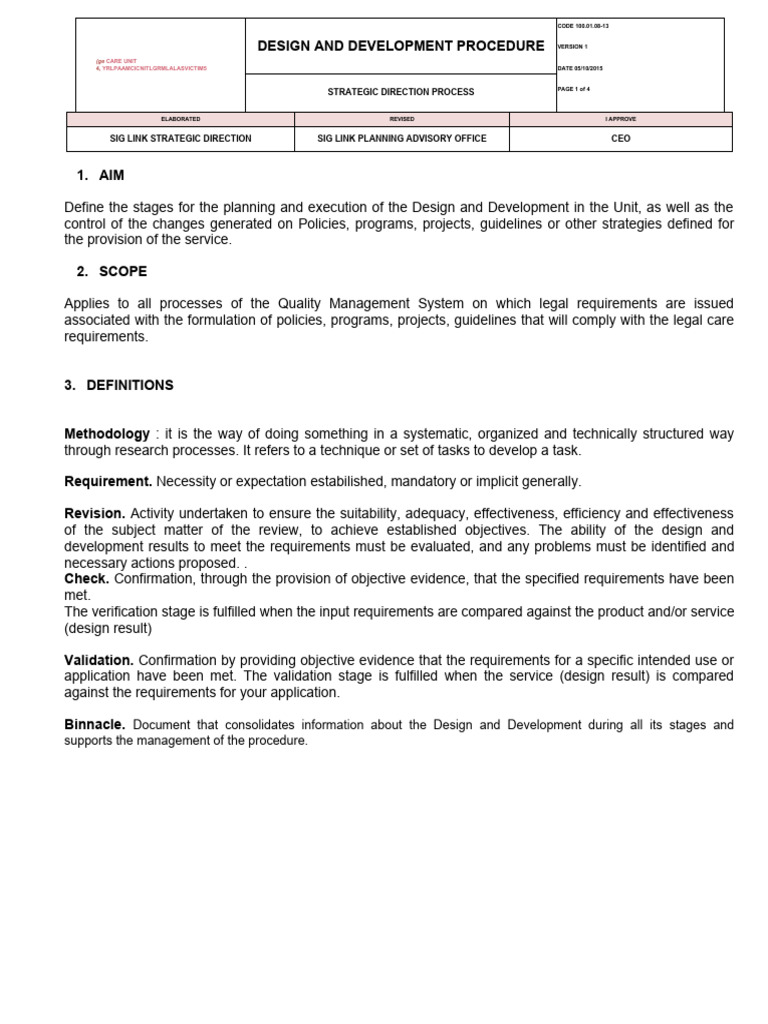 Design and Development Procedure Guide | PDF | Verification And ...