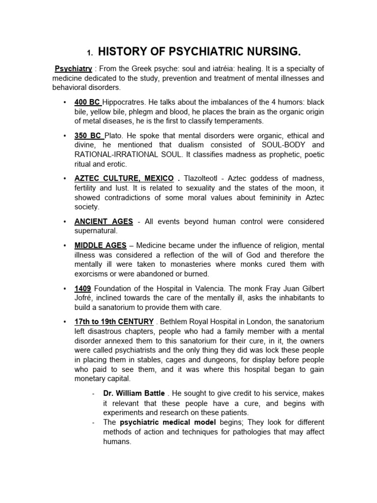History of Psychiatric Nursing | PDF | Psychiatry | Nursing