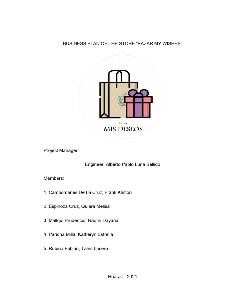 Business Plan For The Store - Bazaar | PDF | Customer | Market (Economics)