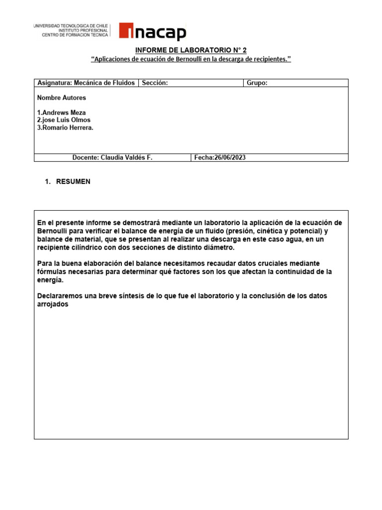 Informe de Laboratorio2 Listo | PDF | Cinética química | Experimentar Informe de Laboratorio2 Listo | PDF | Cinética química | Experimentar