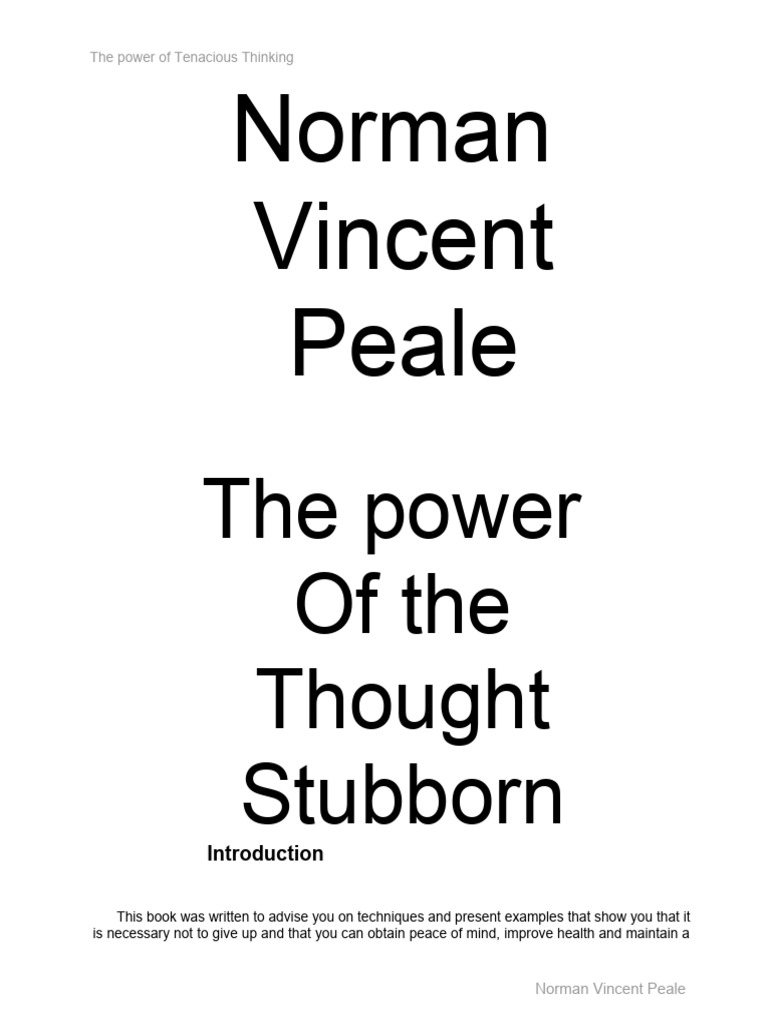 Norman Vincent Peale The Power of Tenacious Thinking PDF | PDF ...
