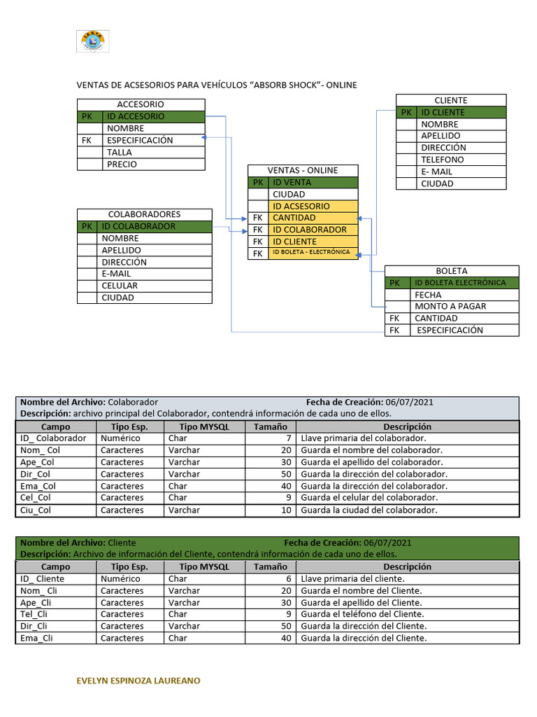 Diccionario de Datos - Ejemplo | PDF | Informática