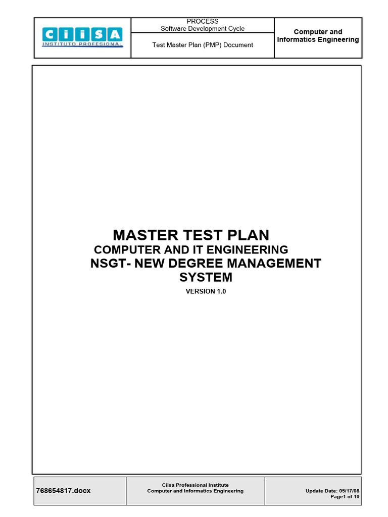 Test Plan (Example) | PDF | Systems Engineering | Computer Science
