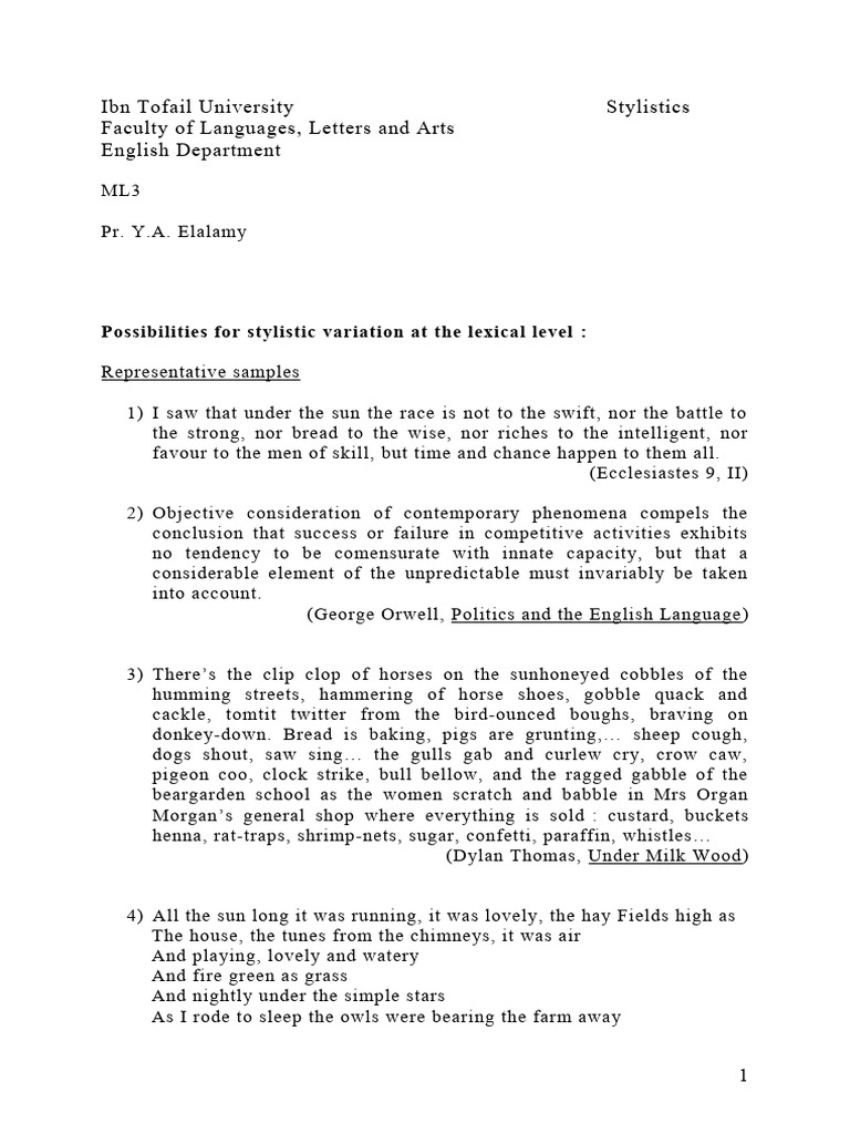 Lexical Level Samples | PDF