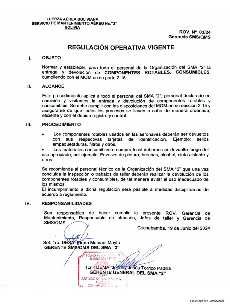Rov 03 Componentes Rotables, Consumibles | PDF