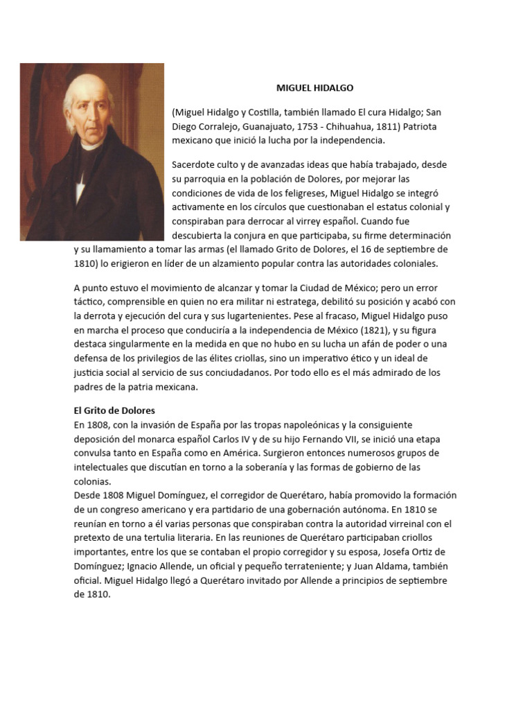 Biografias de La Independencia | PDF | Folklore Mexicano | México colonial