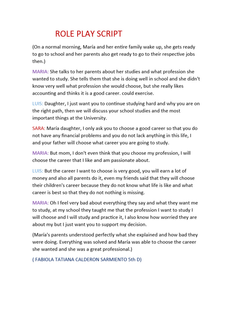 Role Play Script | PDF