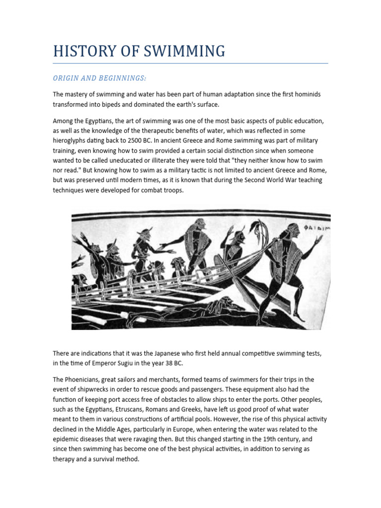 History of Swimming | PDF | Swimming (Sport) | Water Sports