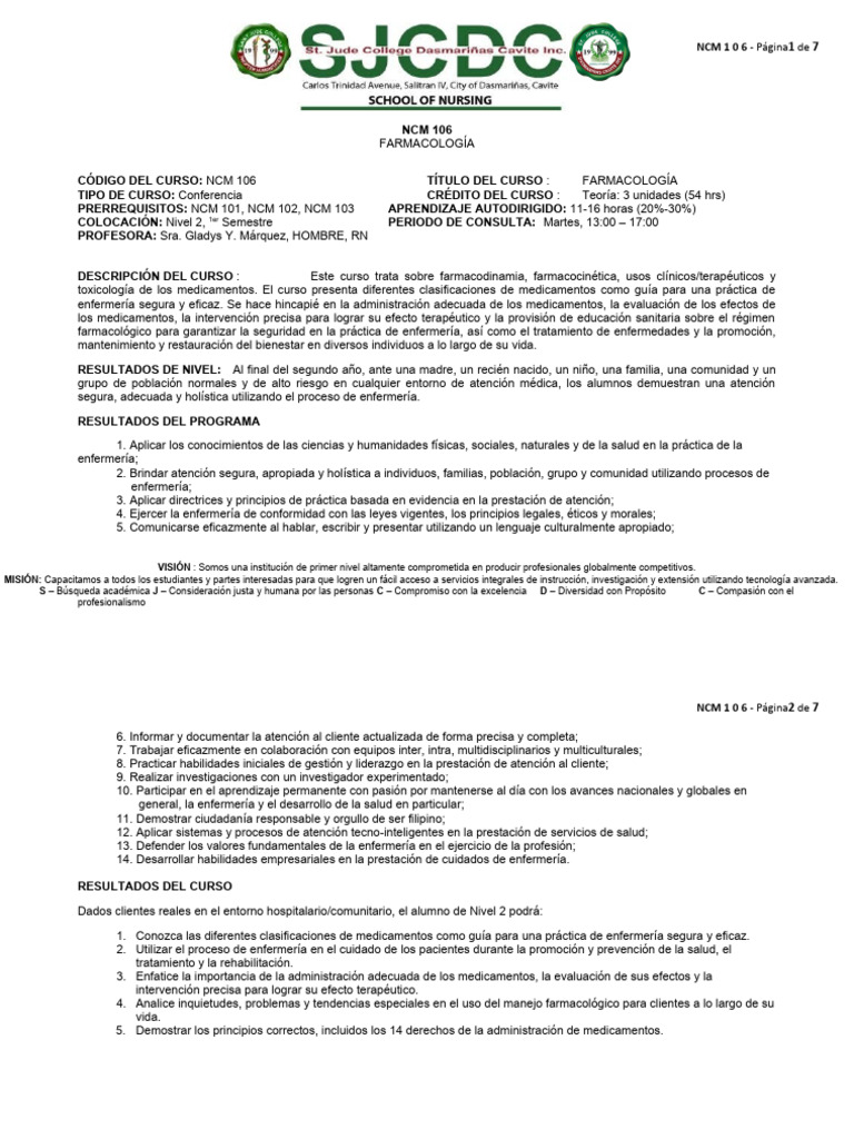NCM 106 - Farmacología | PDF | Medicamentos con receta | Enfermería
