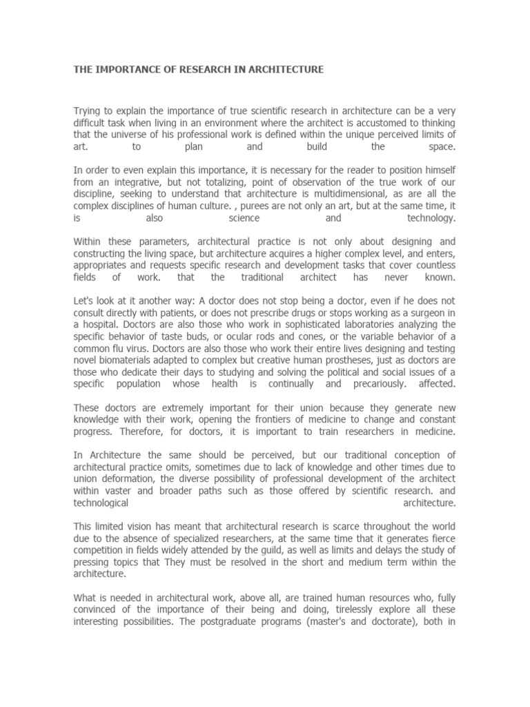 The Importance of Research in Architecture | PDF | Scientific Method ...