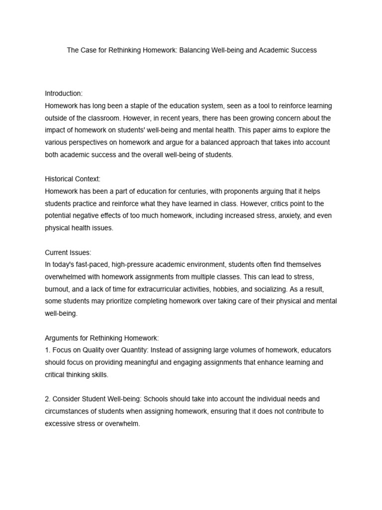 Position Paper - 2 | PDF | Homework | Well Being