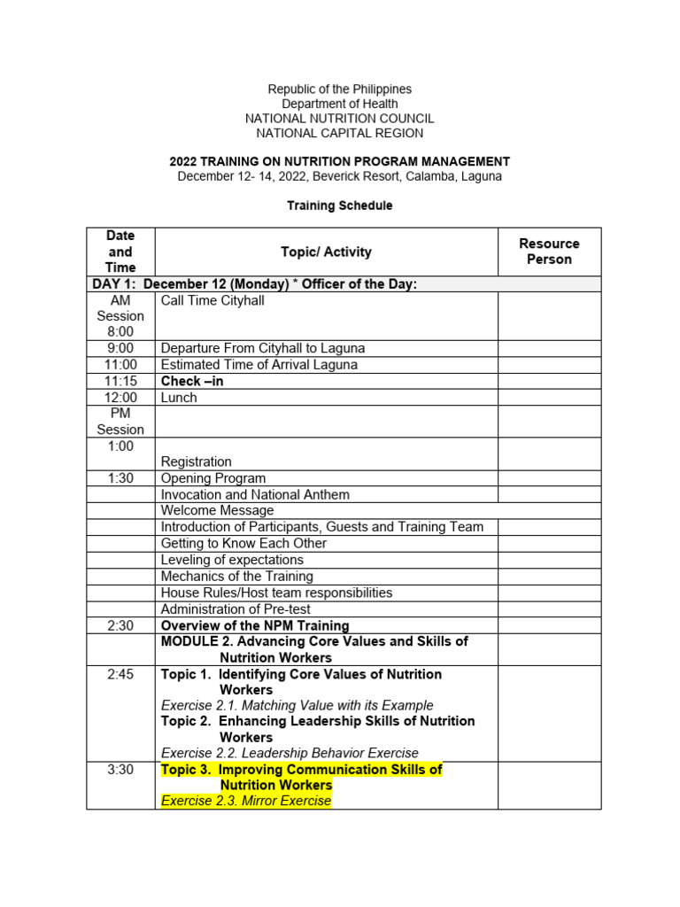 NPM Training Program | PDF | Leadership