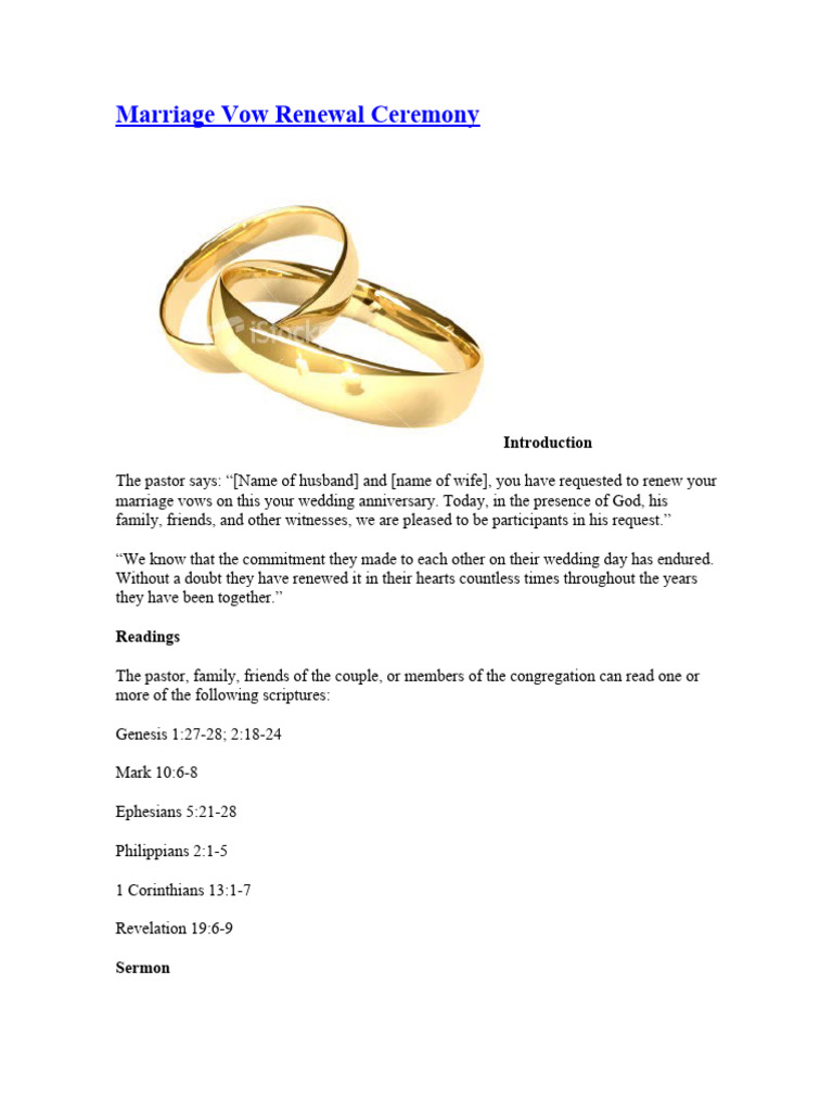 Marriage Vow Renewal Ceremony Guide | PDF | God The Father | Wedding