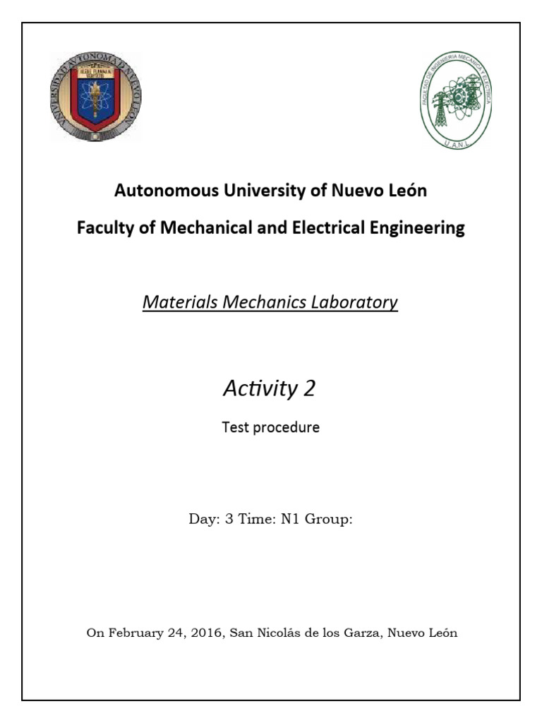 Mechanics of Materials Laboratory Activity #2 Test Procedure | PDF ...