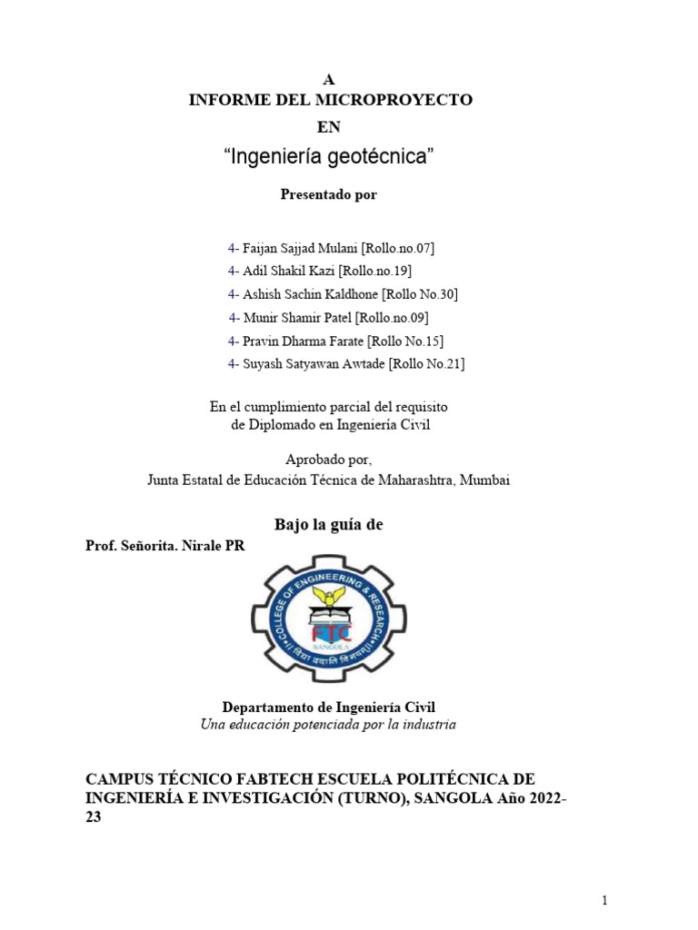 Micro Proyecto .Gte | Descargar gratis PDF | Mecánica de suelos | Grava