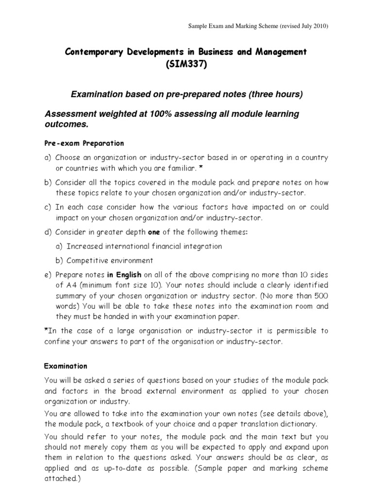 SIM337 - Sample Exam and Marking Guide | PDF | Relevance | Test ...