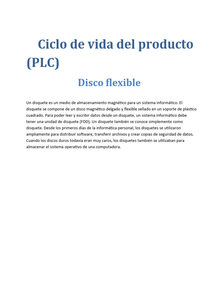 Ciclo de Vida Del Producto (PLC) : Disquete | PDF | Disco flexible ...