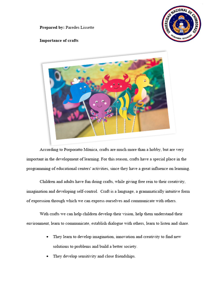 Importance of Crafts | PDF | Attention | Creativity