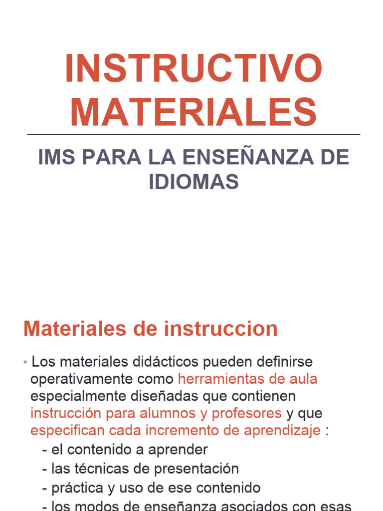Materiales de Instruccion | PDF | Enseñando | Aprendizaje