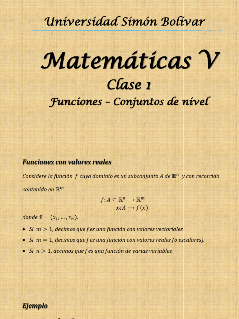 Matemáticas V Clase 1 Funciones y Curvas de Nivel | PDF | Función ...