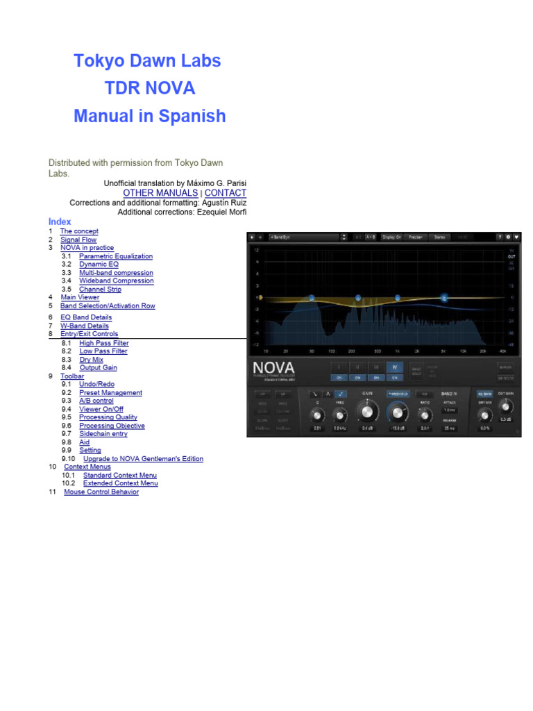 TDR NOVA Translated Manual | PDF | Equalization (Audio) | Electrical Engineering