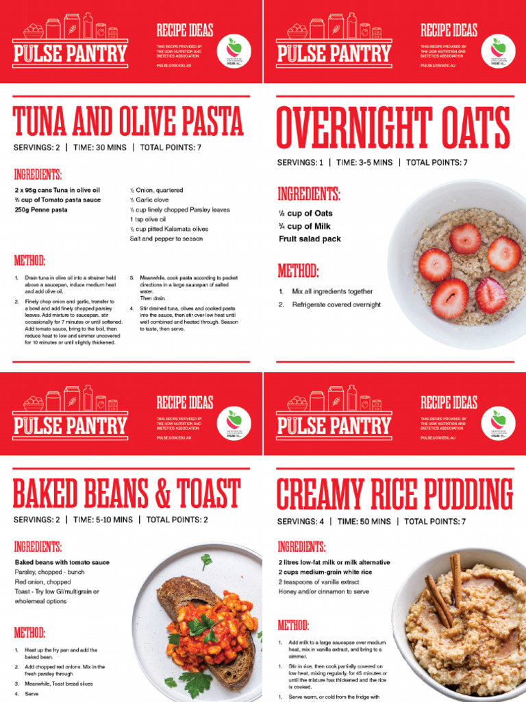 21 02 Pulse Pantry RecipeCards A4 2up | PDF