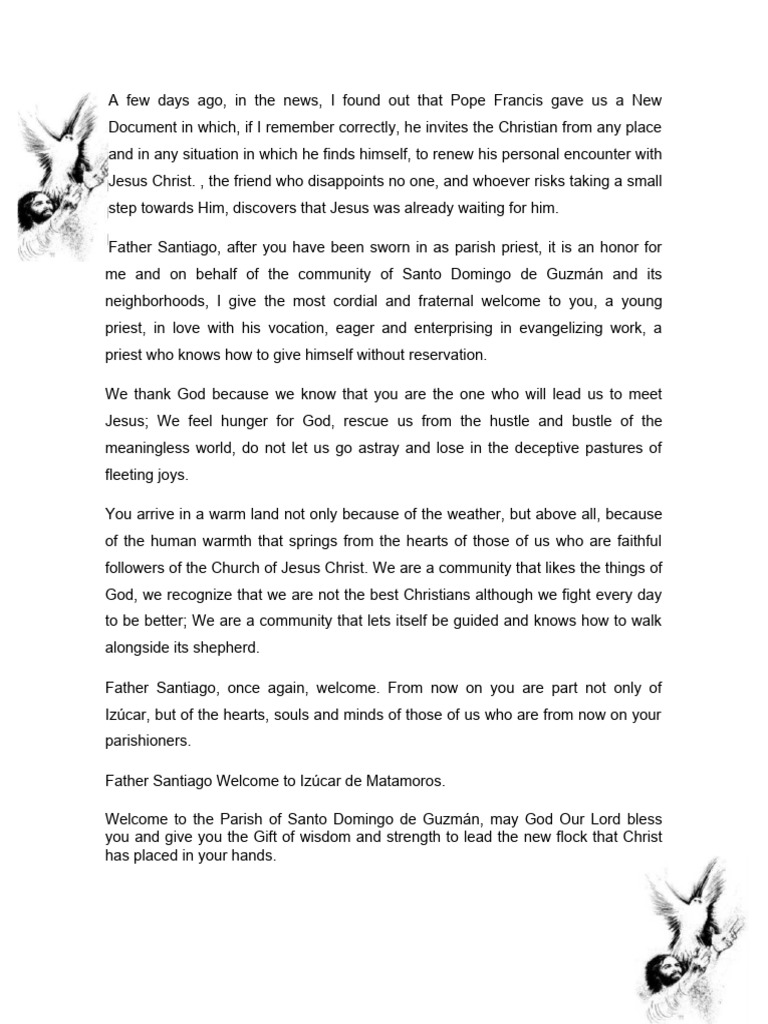 Welcome Letter Archbishop | PDF | Jesus | Priest