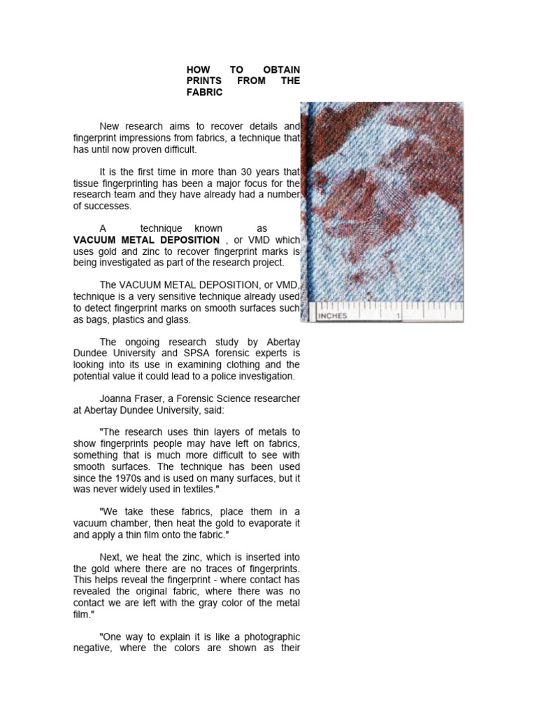 How To Get Fingerprints From Fabric | PDF | Fingerprint | Textiles