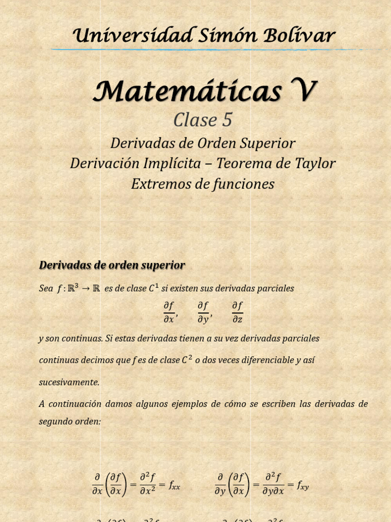 Matemáticas V Clase 5 Derivadas de Orden Superior-Derivación Implicita ...
