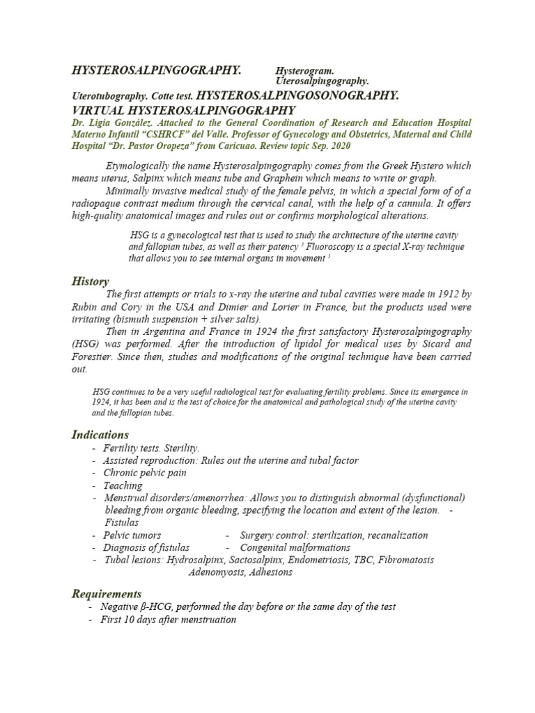 Hysterosalpingography Guide | PDF | Uterus | Medical Ultrasound