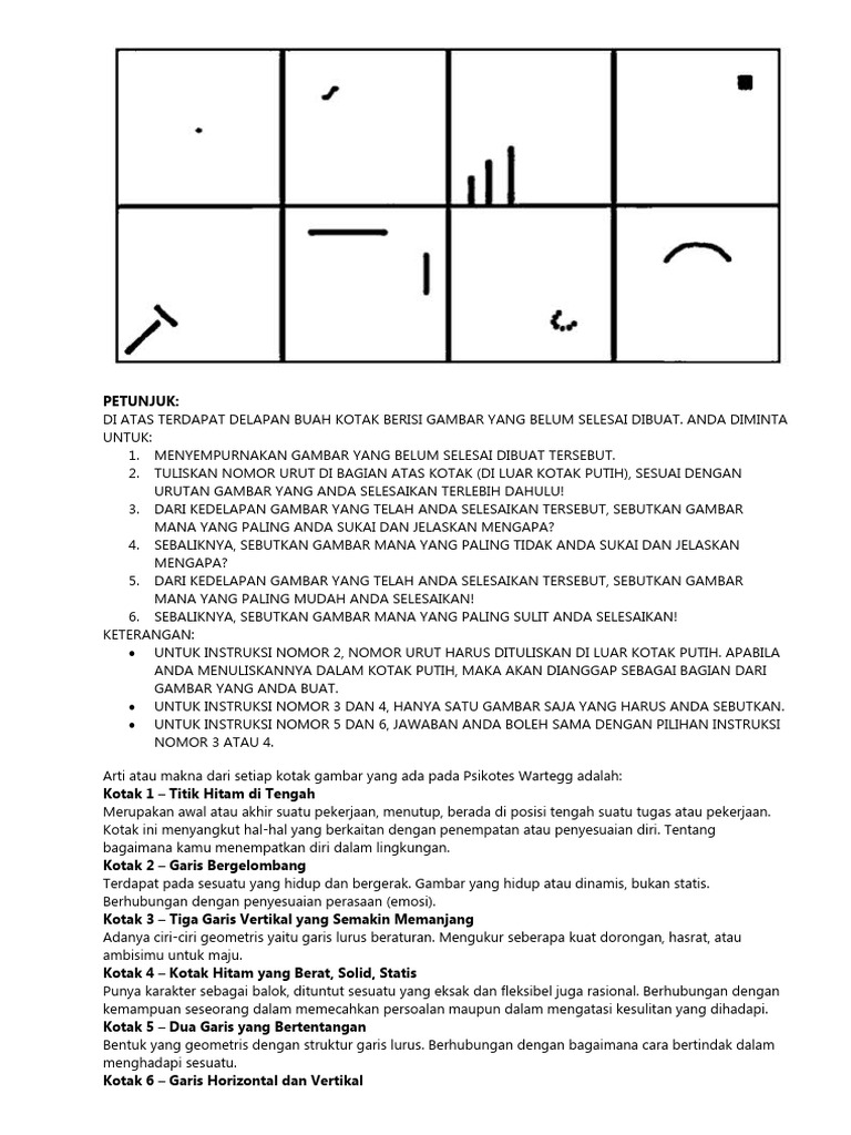 Contoh dan Petunjuk Tes Wartegg | PDF | Pengembangan Diri