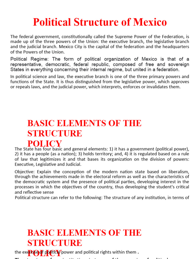 Political Structure of Mexico | PDF | Separation Of Powers | Economic ...