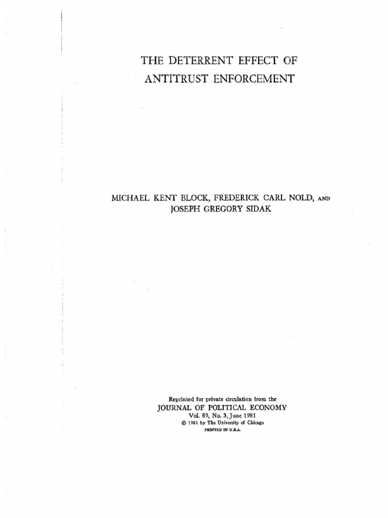 The Deterrent Effect of Antitrust Enforcement1 | PDF