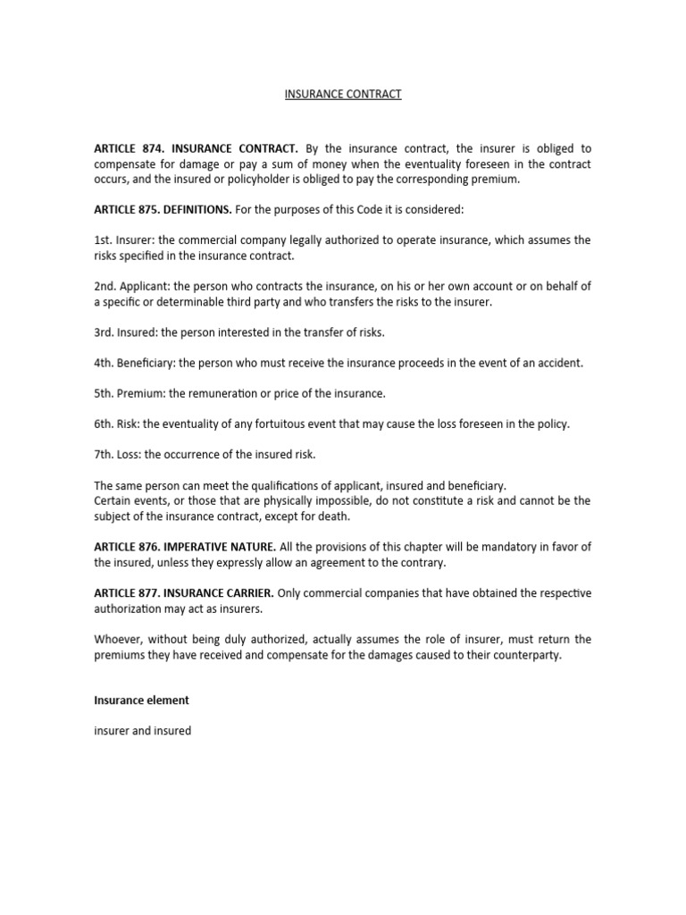 PDF Insurance Contract | PDF | Insurance | Vehicle Insurance