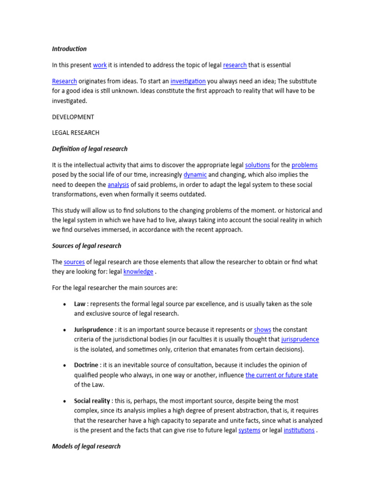 Introduction Legal Research Work | PDF | Methodology | Theory