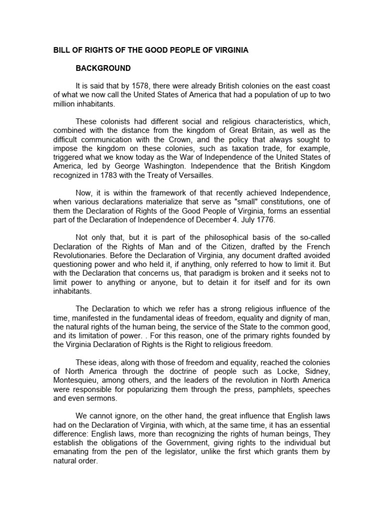 Bill of Rights of The People of Virginia | PDF | Justice | Crime & Violence