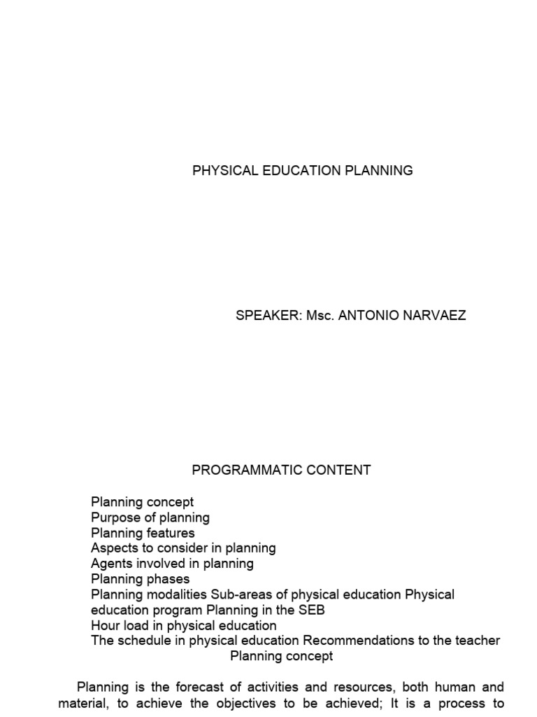 Physical Education Planning | PDF | Medical Diagnosis | Learning