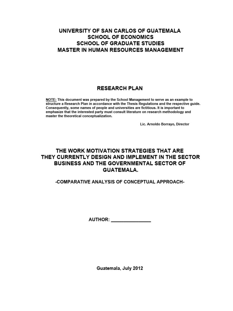 Example of A Research Plan For Undergraduate Thesis - USAC - FAC CCEE ...