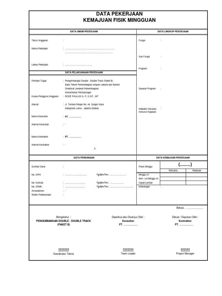 Contoh Rekap Laporan Mingguan 1 | PDF