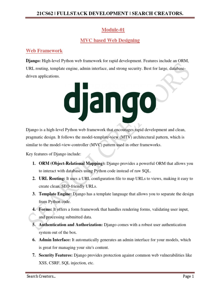 Module-01 FSD Search Creators | PDF | Model–View–Controller | Information Technology
