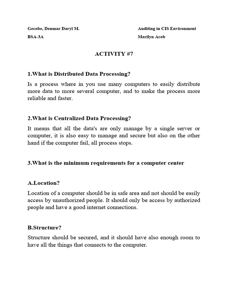 Activity #7 It Governance | PDF | Computers