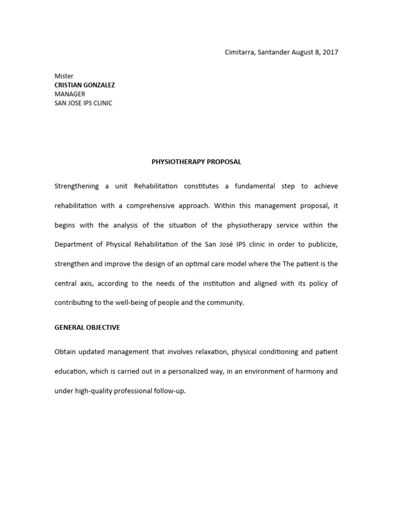 Physiotherapy Proposal | PDF | Physical Therapy | Health Care