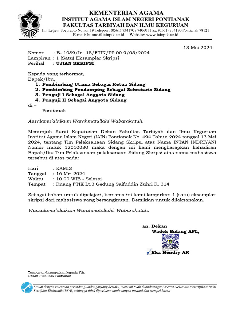 UNDANGAN SIDANG INTAN INDRIYANI 120 PGMI - Sign | PDF | Ilmu Sosial ...