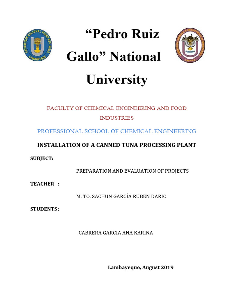 Canned Tuna Plant Project | PDF | Fat | Tuna