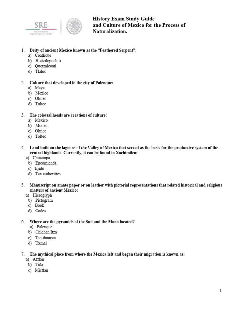 Mexico History Exam Study Guide | PDF | Mexico | Mexican Revolution