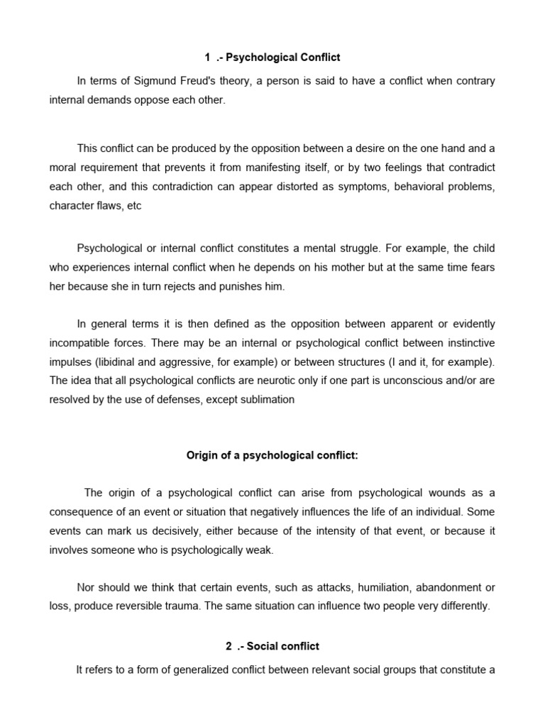 Psychological Conflict and Social Conflict | PDF | Psychology | Society